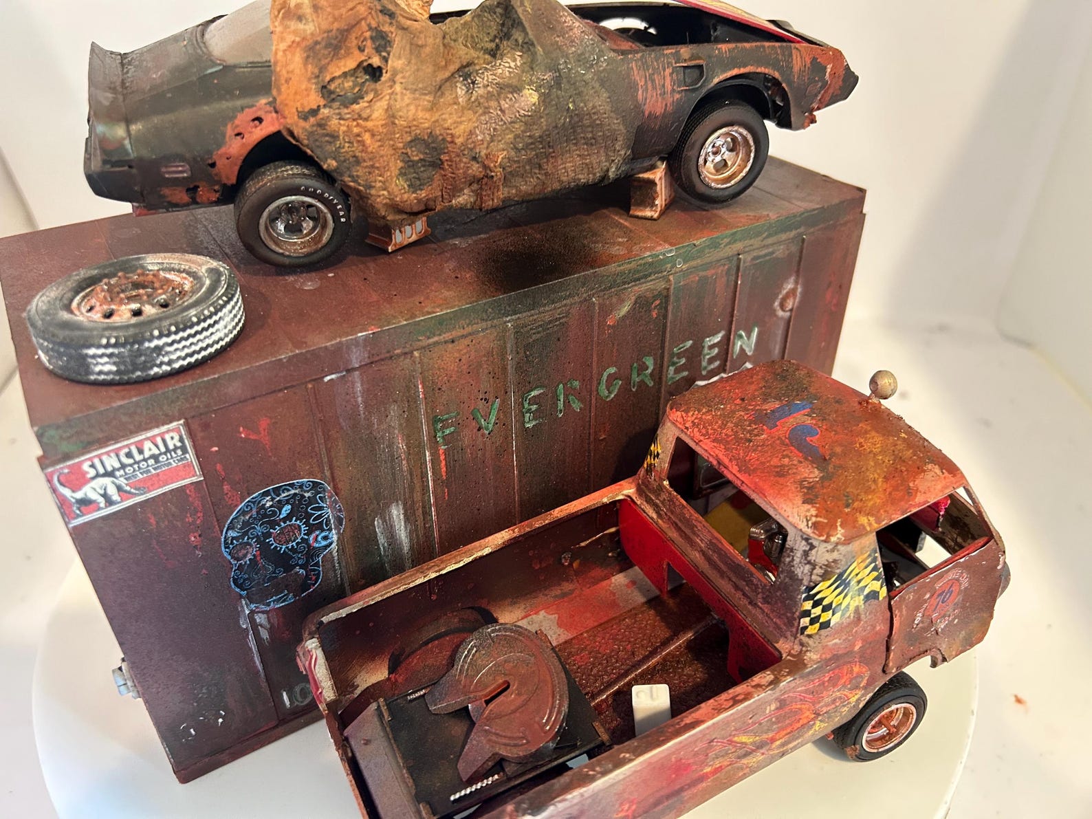 1/24 Scale Junkyard Diorama Scene, Dodge Truck, Firebird Musclecar ...
