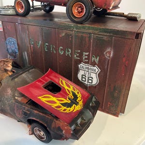 1/24 Scale Junkyard Diorama Scene, Dodge Truck, Firebird Musclecar ...