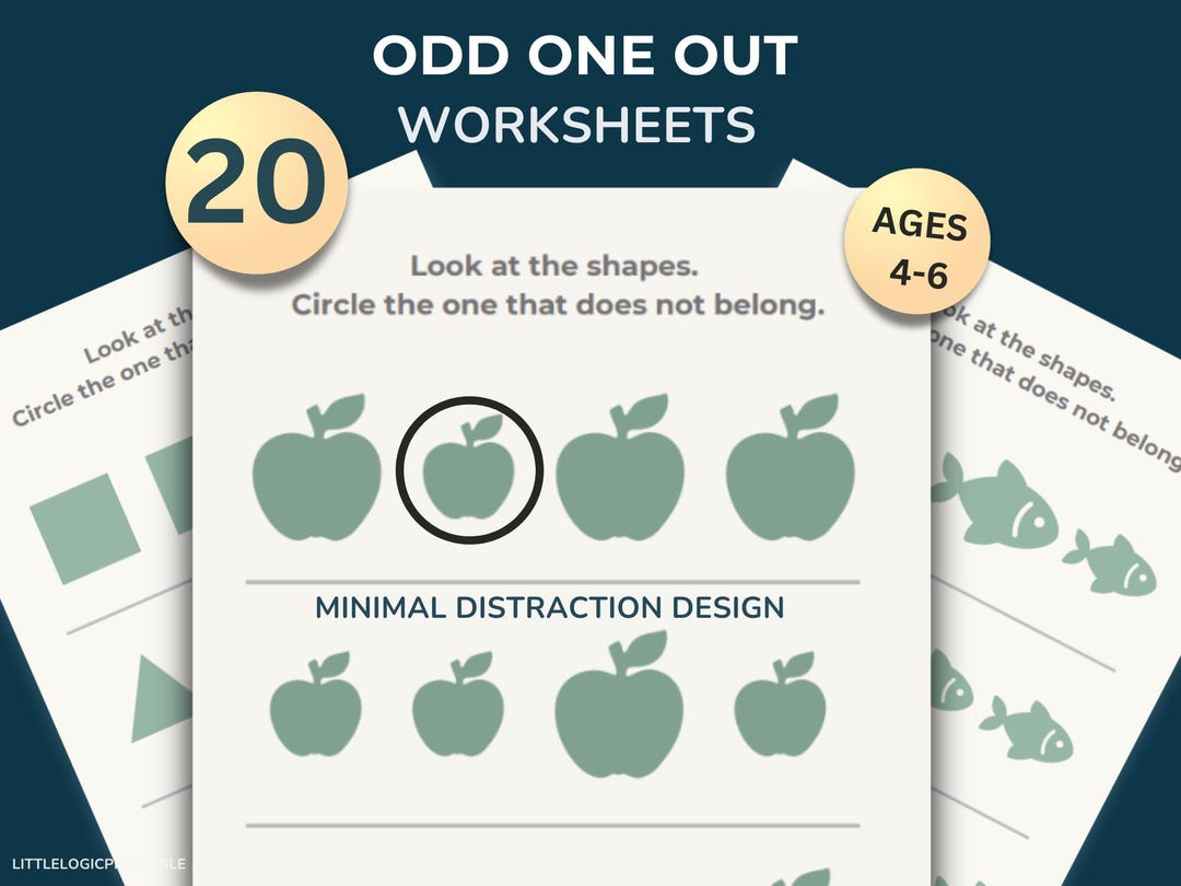 Odd One Out Shapes Worksheets – Visual Discrimination Logic Puzzles for ...