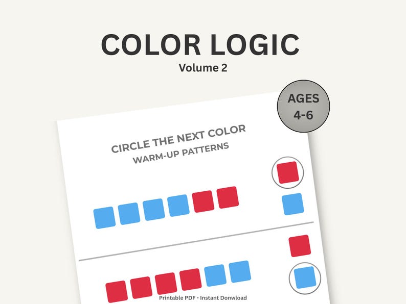 Color Pattern Logic Worksheets for Preschool (ages 4–6) – Volume 2 - Etsy