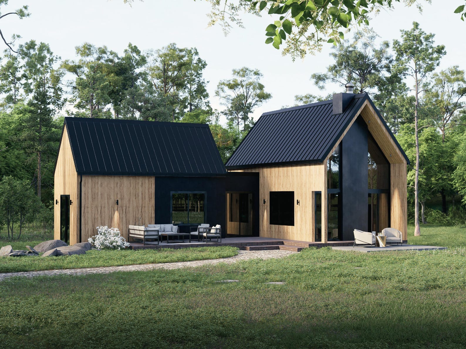 1017sf Twin Gable House Plans | 1 Bed 1 Bath Barndominium Plans ...