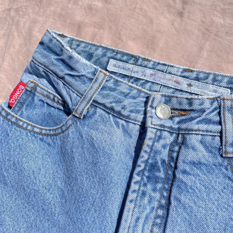 1990's Bongo Jeans High Waist Denim Acid Light Wash Zip Fly Slim Fit ...