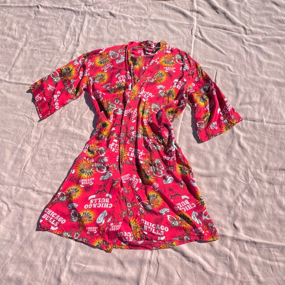 100% Silk Chicago Bulls Taz Robe | 1990's Basketball … - Gem