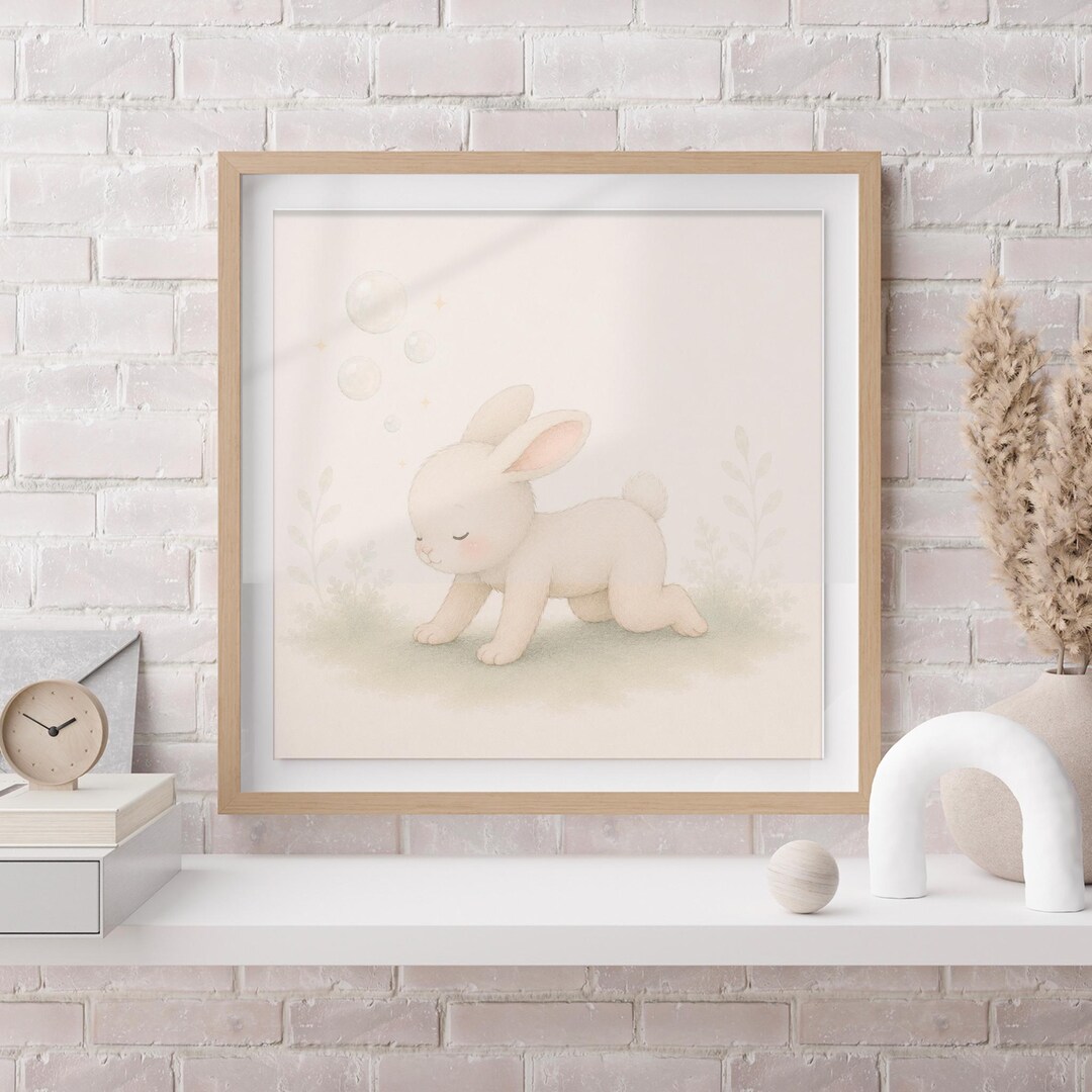 Bunny Yoga Pose Wall Art, Calm Mindfulness Printable, Nursery Decor ...