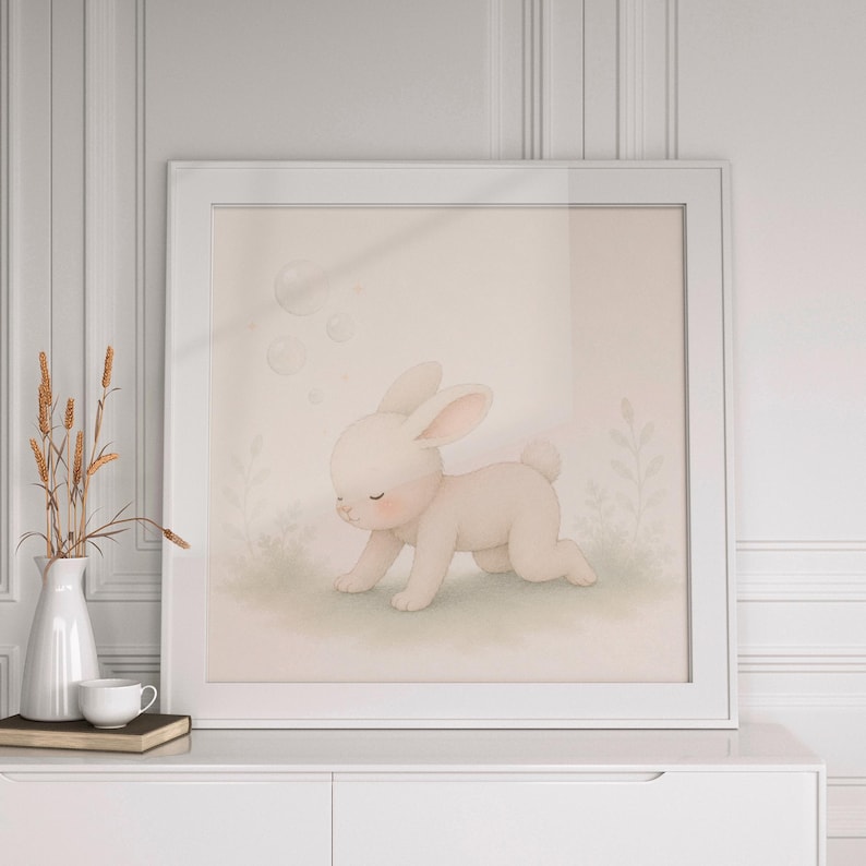 Bunny Yoga Pose Wall Art, Calm Mindfulness Printable, Nursery Decor ...