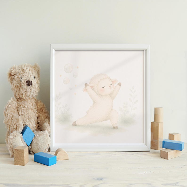 Sheep Yoga Wall Art,High Lunge Pose Printable, Kids Room Decor (Digital ...