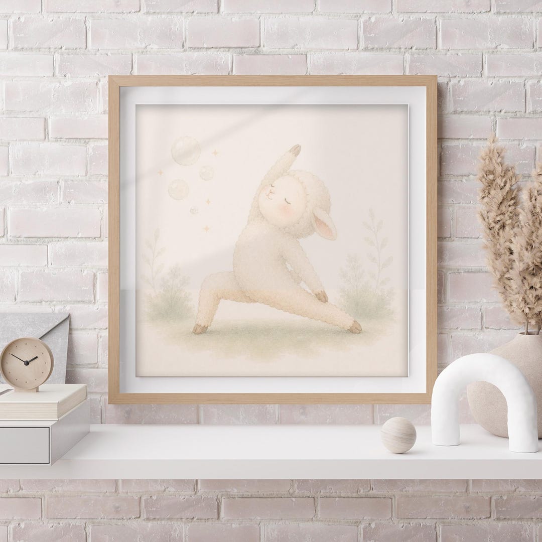Sheep Yoga Wall Art,Reverse Warrior Pose Printable, Kids Room Decor ...