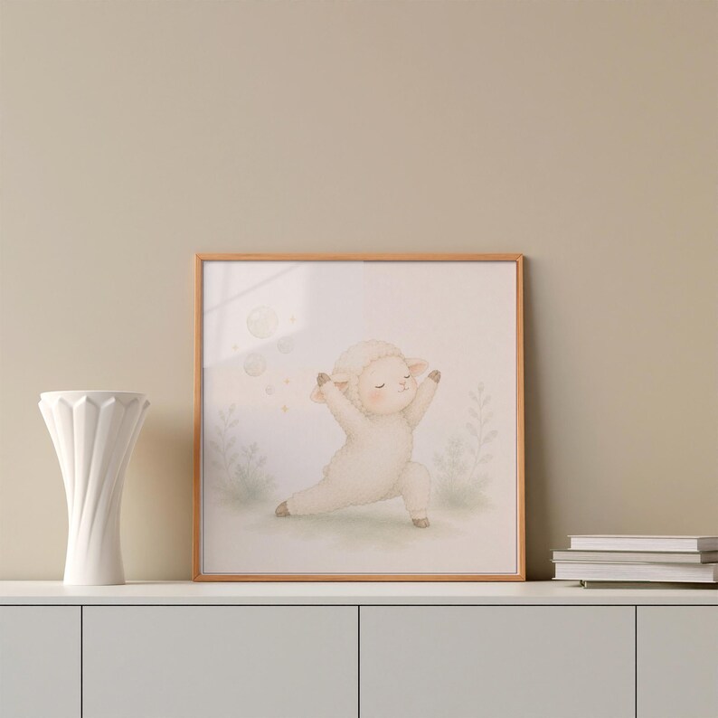 Sheep Yoga Wall Art,High Lunge Pose Printable, Kids Room Decor (Digital ...