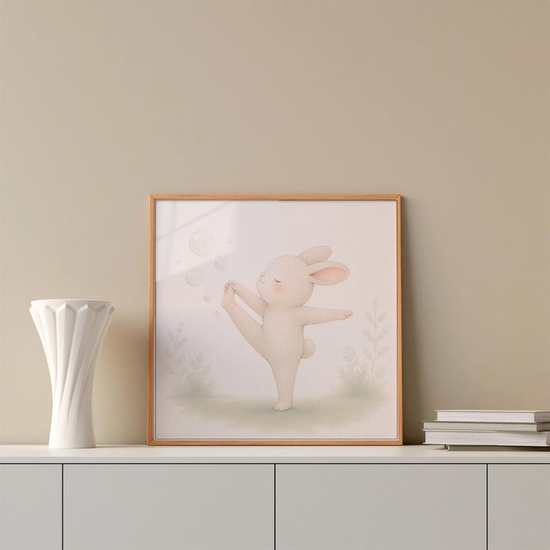 Rabbit Extended Hand to Big Toe Pose Wall Art, Animal Yoga Printable ...