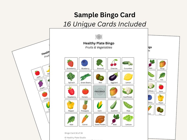 Fruit & Vegetable Bingo for Kids | Printable Healthy Eating Game ...