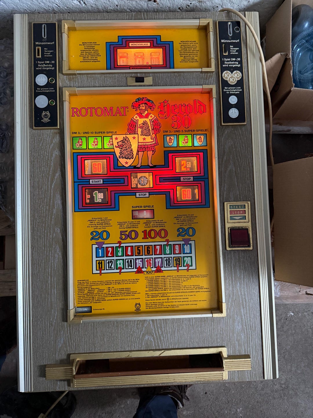 Vintage German Arcade Machine Rotomat Herold 30 – 1970s Coin Operated ...