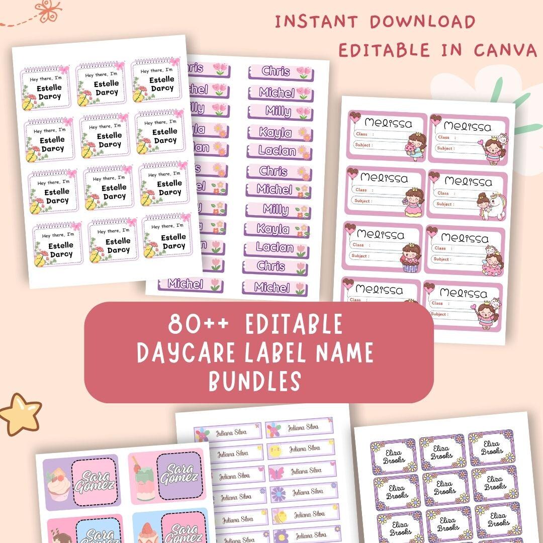 80+ Pastel Purple Name Labels for Kids | Editable and Printable ...