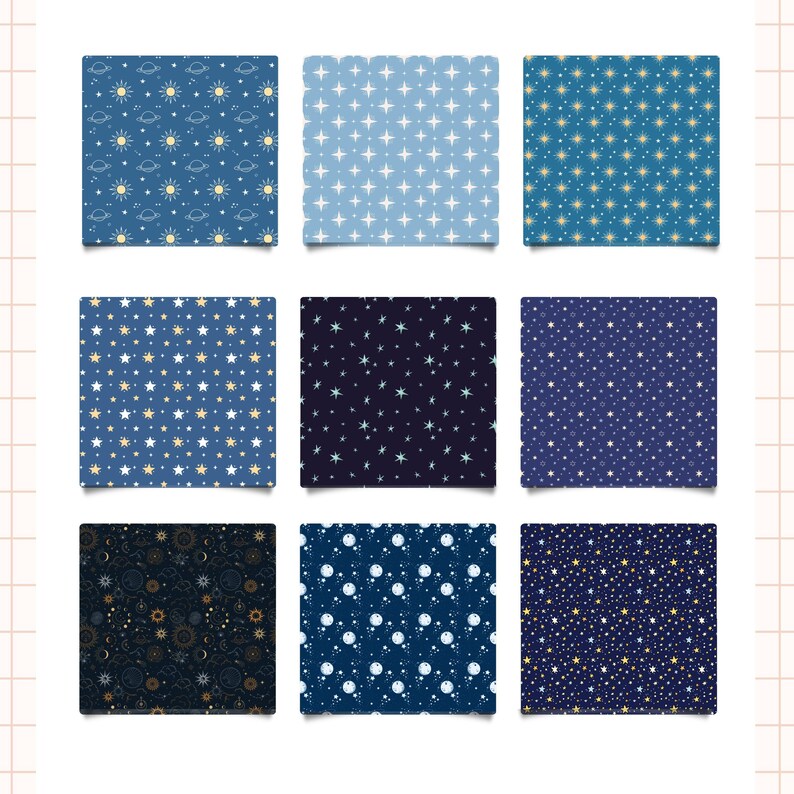 20 Seamless Starry Night Digital Paper | Dreamy Background for Small ...