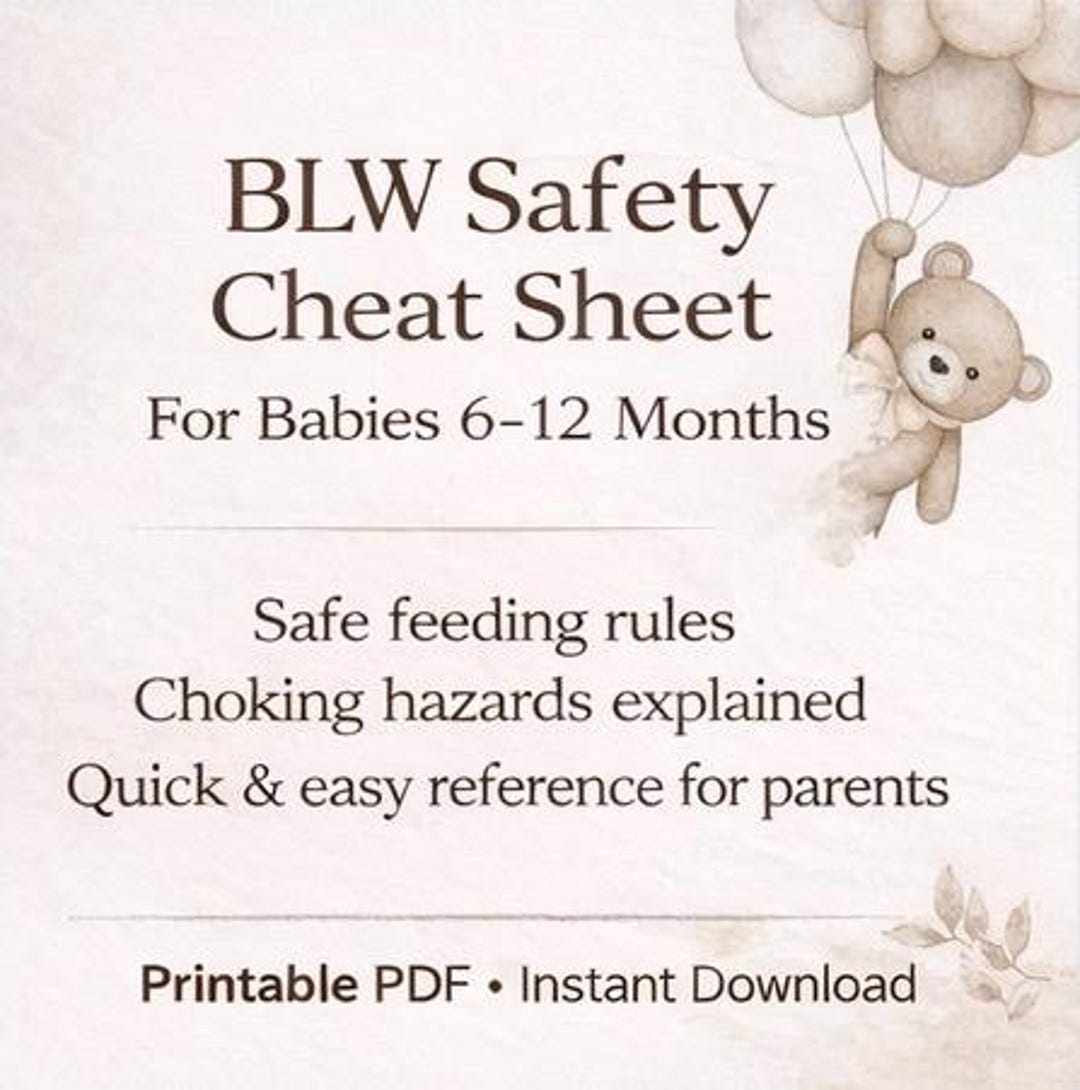 BLW Safety Cheat Sheet 6-12 Months | Baby Led Weaning Safety Guide ...