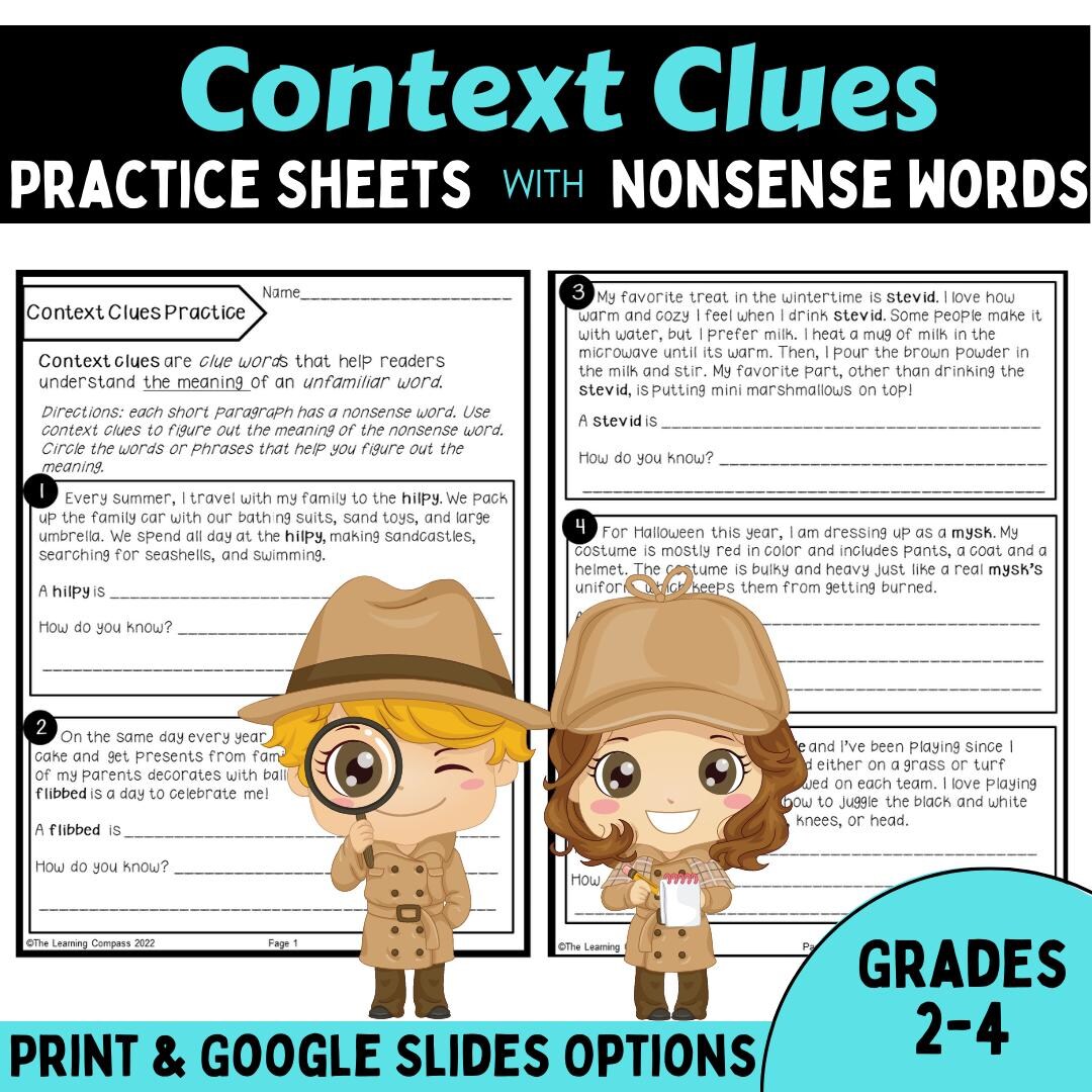 Context Clues Practice Worksheets With Nonsense Words | Printable and ...