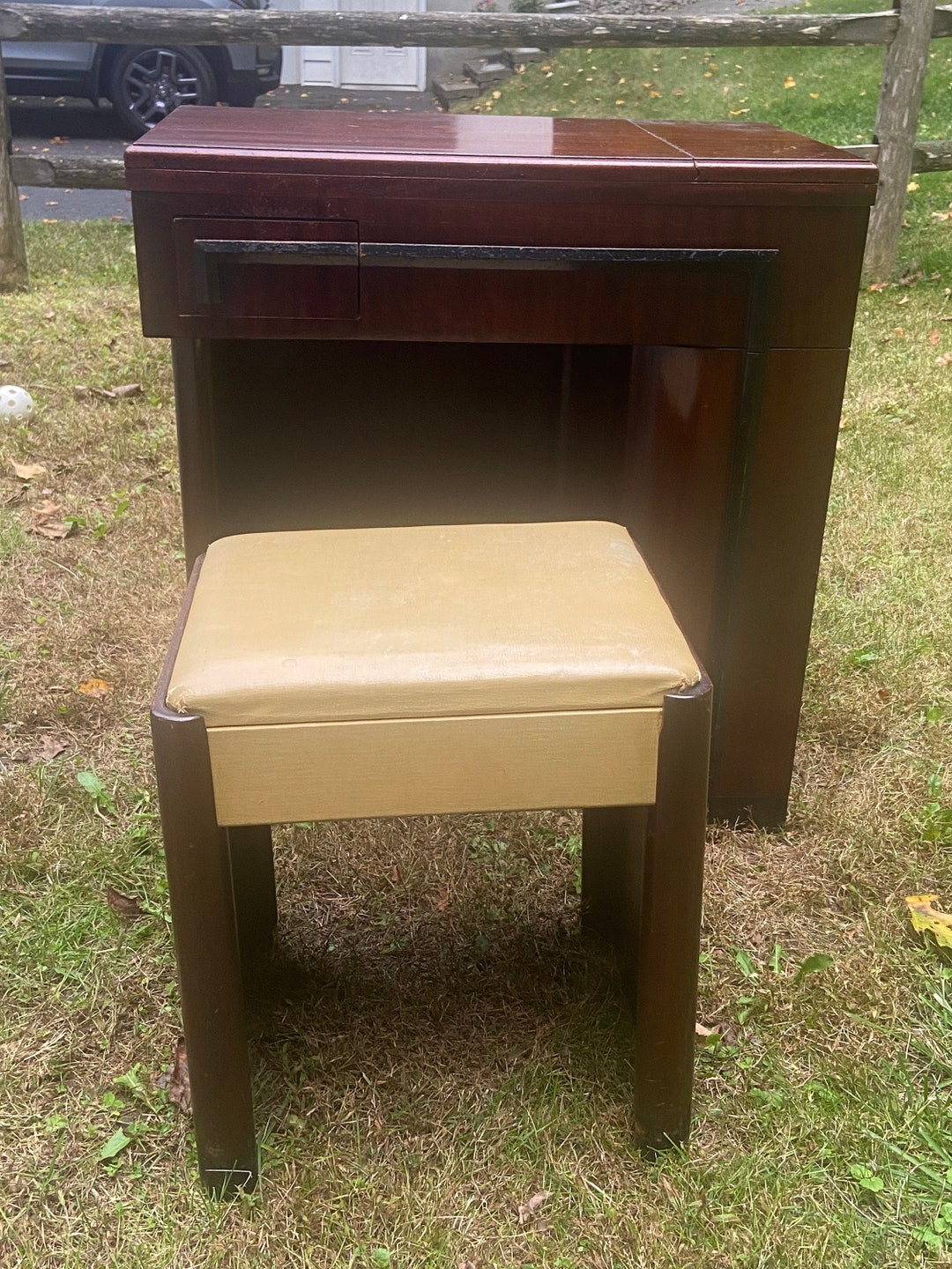Art Deco Singer Sewing Machine Cabinet and Stool 15-91 66 - Etsy