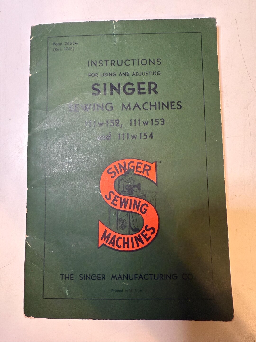 Vintage Singer Industrail 111w153, 111W153, 111W154 Users Manual ...