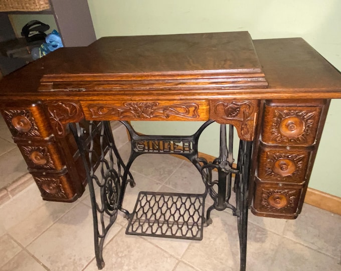 Rare Antique Singer Treadle Sewing Machine 7 Drawer Cabinet #7, Ornate ...