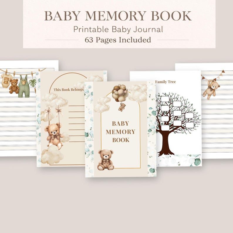 Neutral Baby Memory Book, First Year Keepsake (PDF Printable) - Etsy