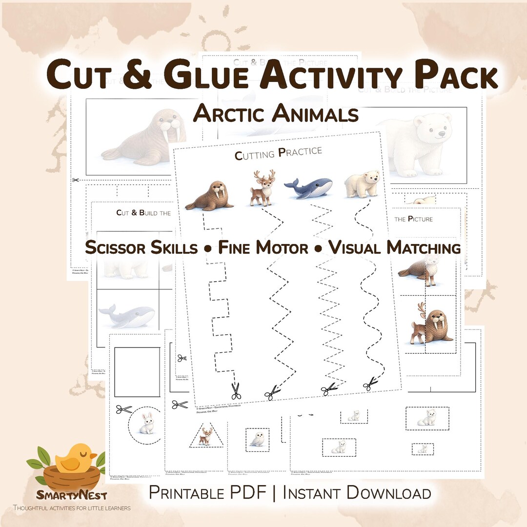Arctic Animals Cut & Glue Activity Pack | Preschool Printable (PDF ...