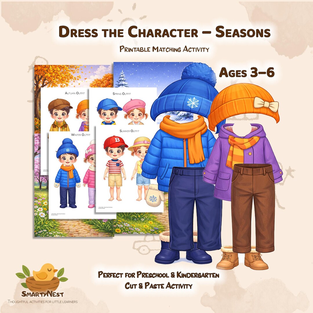 Dress the Character – Seasons | Printable Dress up Activity | Preschool ...