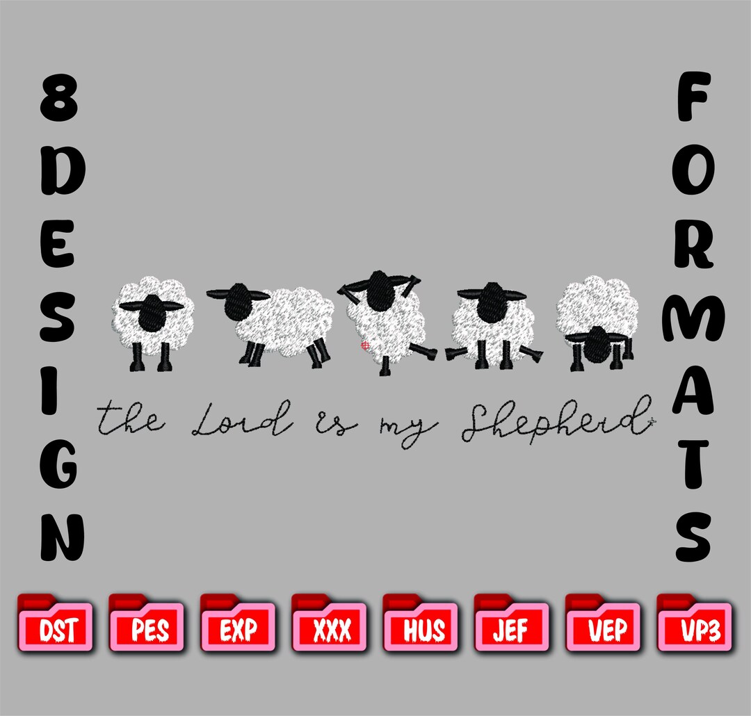 Christian Sheep Embroidery Design - the Lord is My Shepherd Digital ...