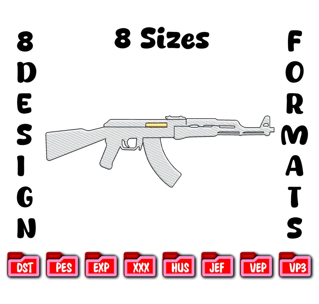 AK-47 Rifle Embroidery Design, Assault Weapon Machine File - Etsy