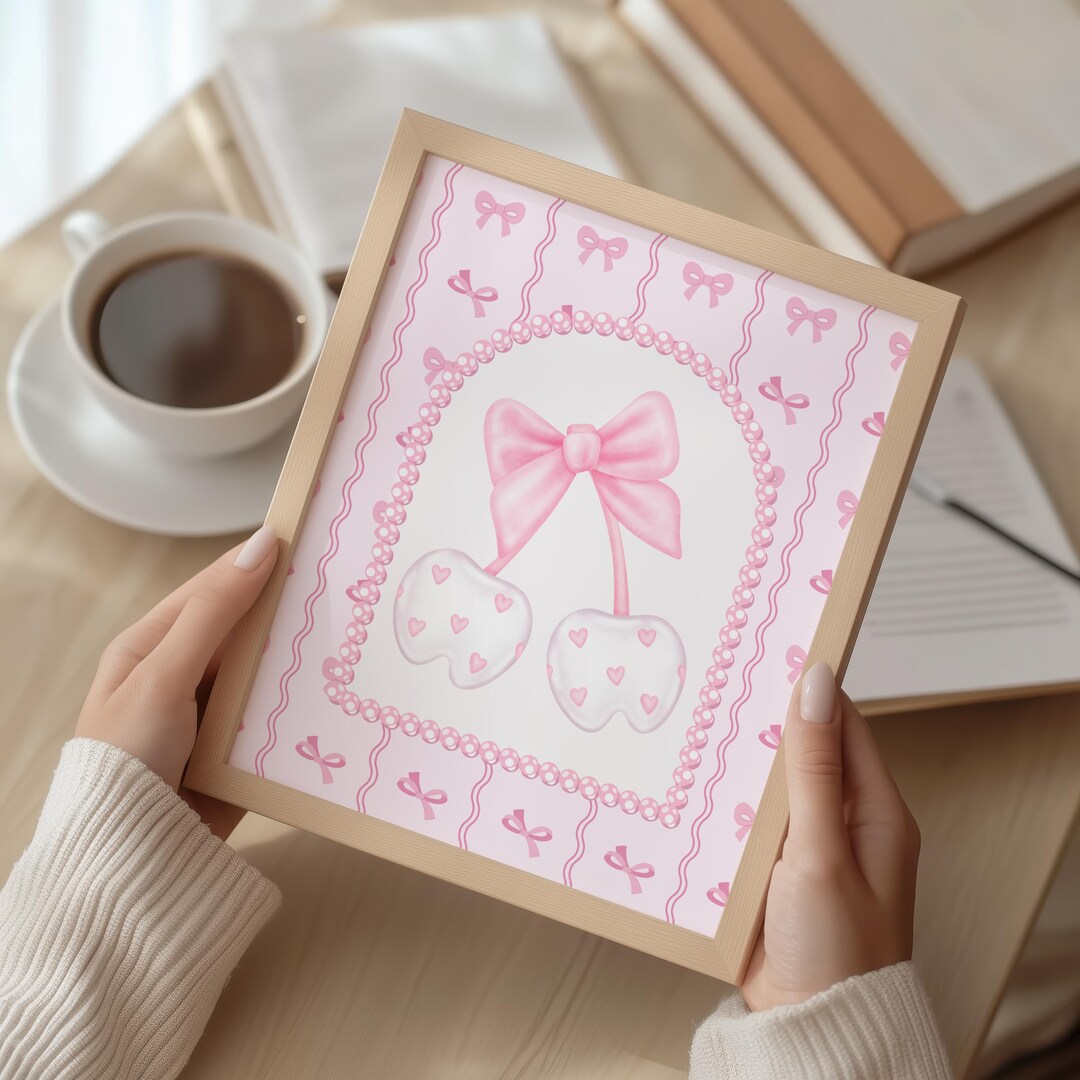 Kawaii Tooth Art Print – Pink Bow, Girly Dental Decor (PDF Files) - Etsy