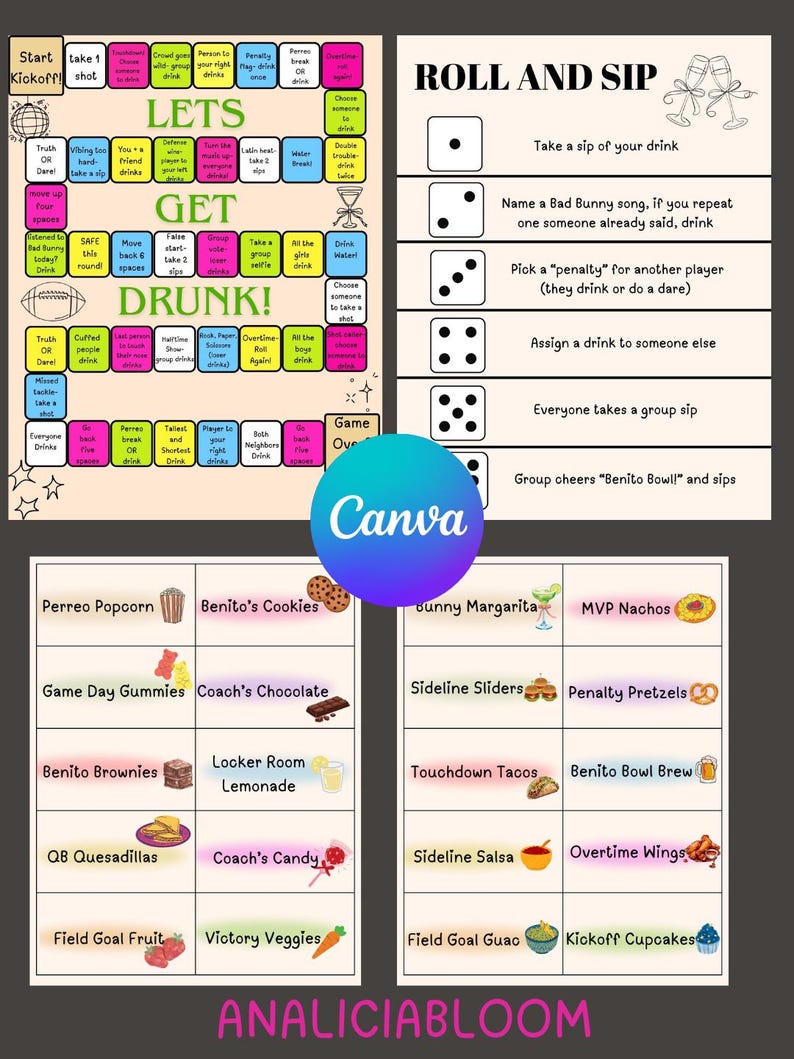 Bad Bunny Football Party Games | Printable Drinking Games Bundle ...