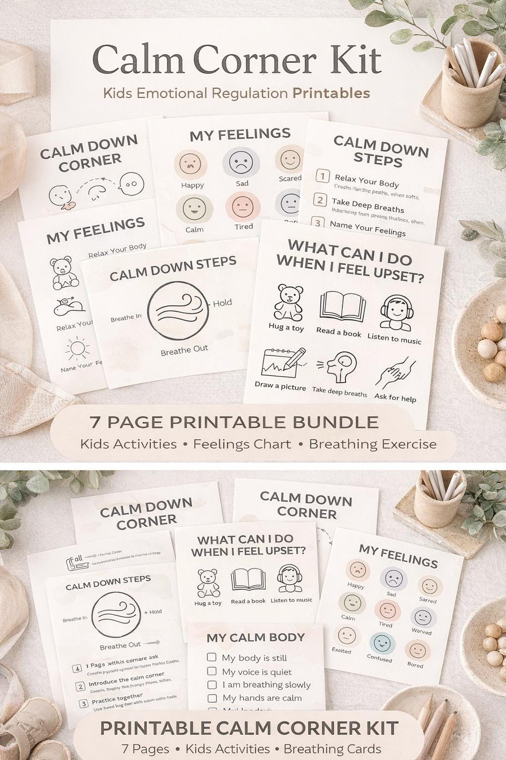 Calm Down Corner Printable Kit | Kids Emotional Regulation | Feelings ...