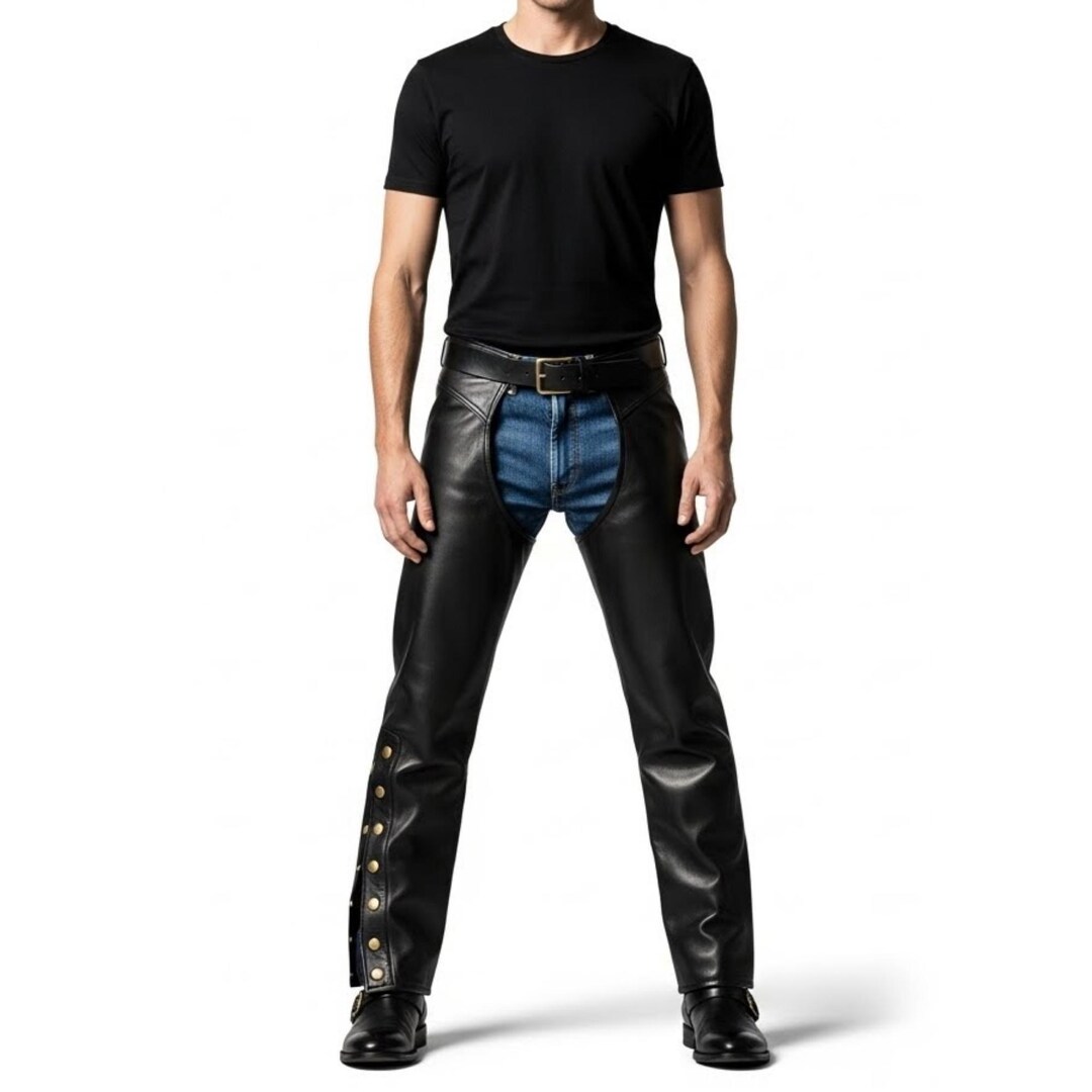 Men’s Handmade Leather Biker Chaps | Motorcycle Riding Gear | Custom ...