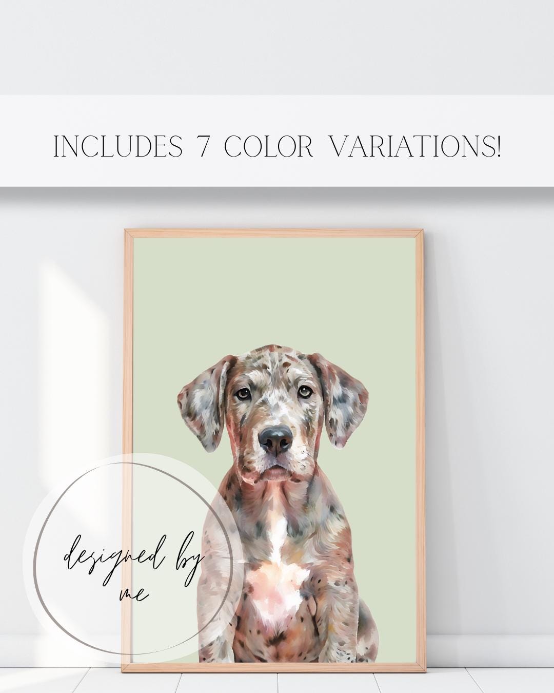 Merle Great Dane Puppy Watercolor Print • Nursery Decor (digital ...