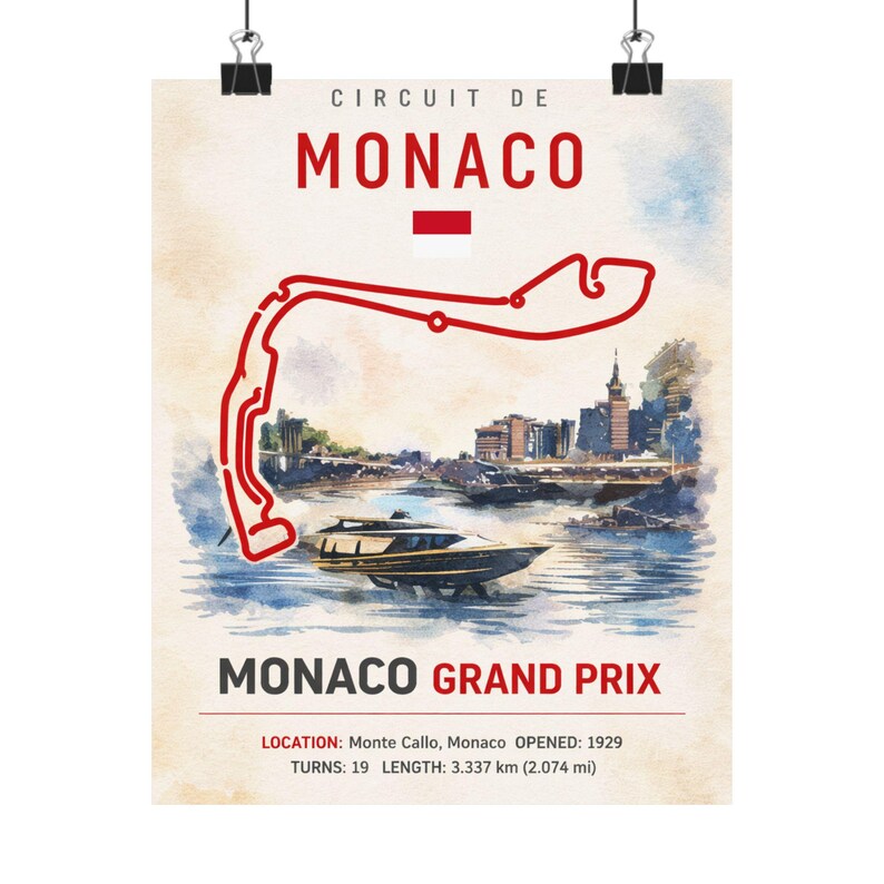 Formula One Poster Monaco, F1 Wall Art, Grand Prix Decor Vintage ...