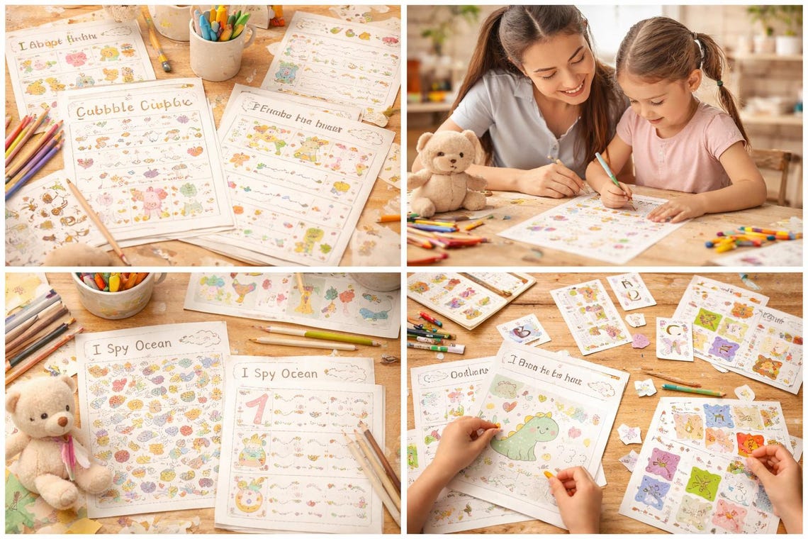 Kids Printable Activity Pack | Cute Learning Worksheets for Toddlers ...