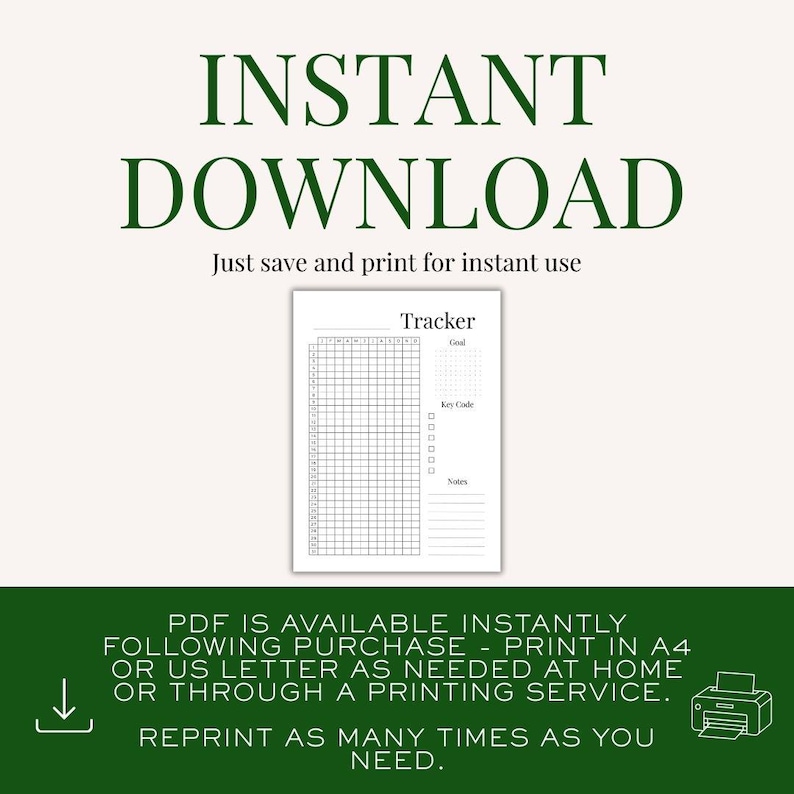 Annual Habit Tracker Printable | Customisable Monthly Chart | Goal ...