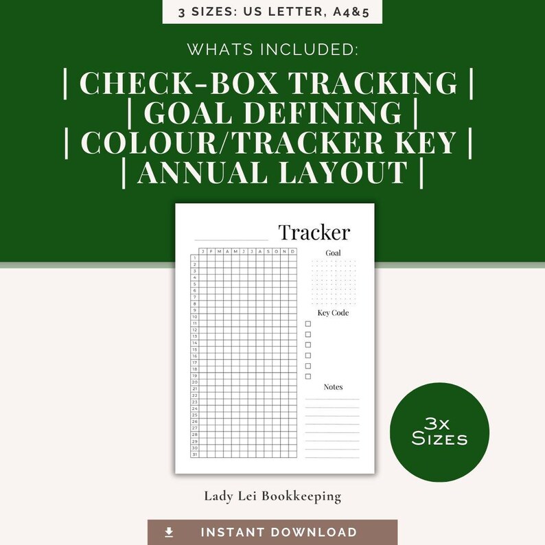 Annual Habit Tracker Printable | Customisable Monthly Chart | Goal ...