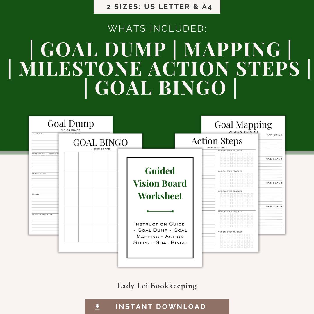 Guided Vision Board Worksheet | Goal Setting Planner | BINGO | Digital ...