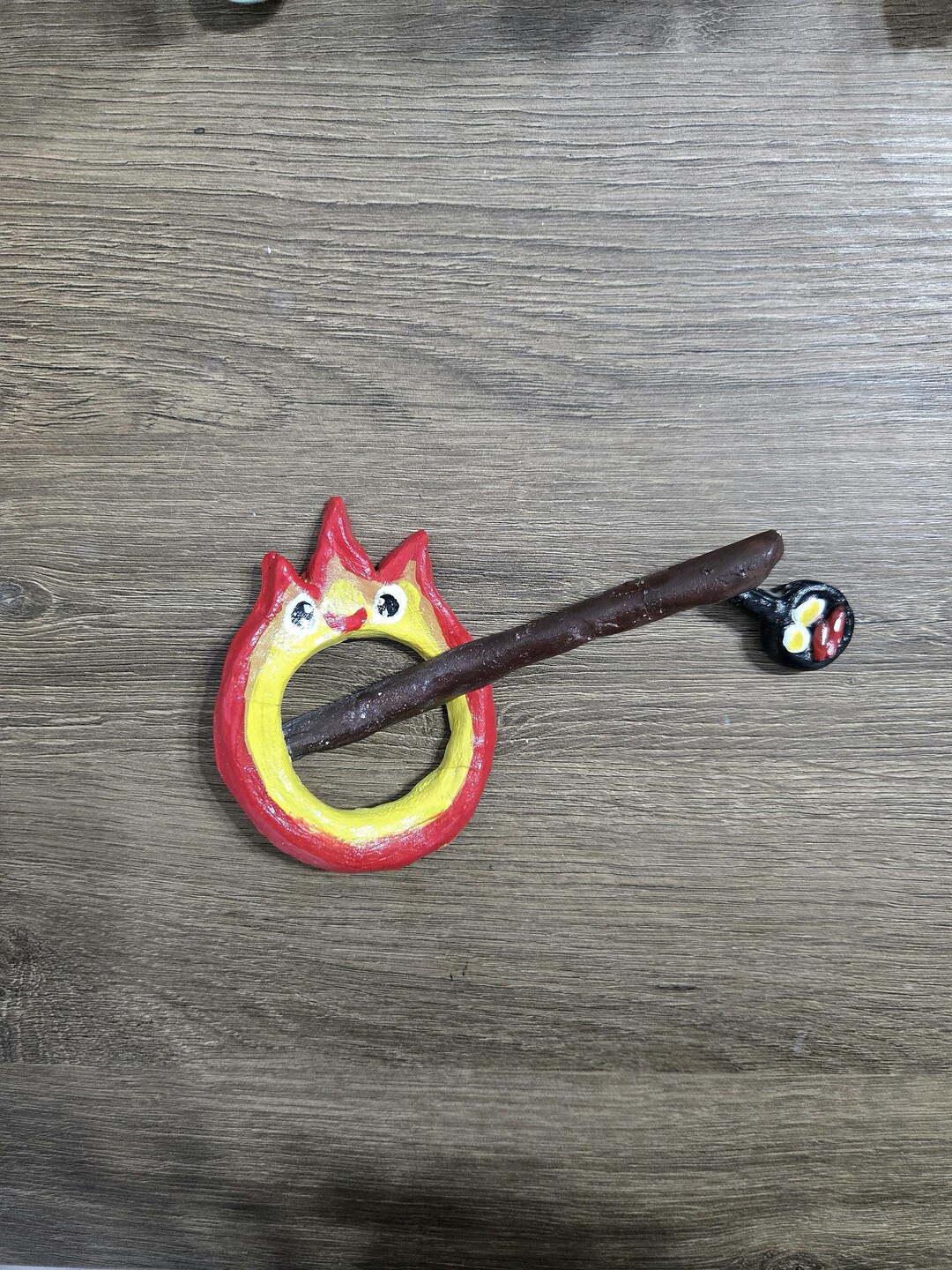 Handmade Calcifer Figure With Frying Pan – Howl's Moving Castle Clay ...