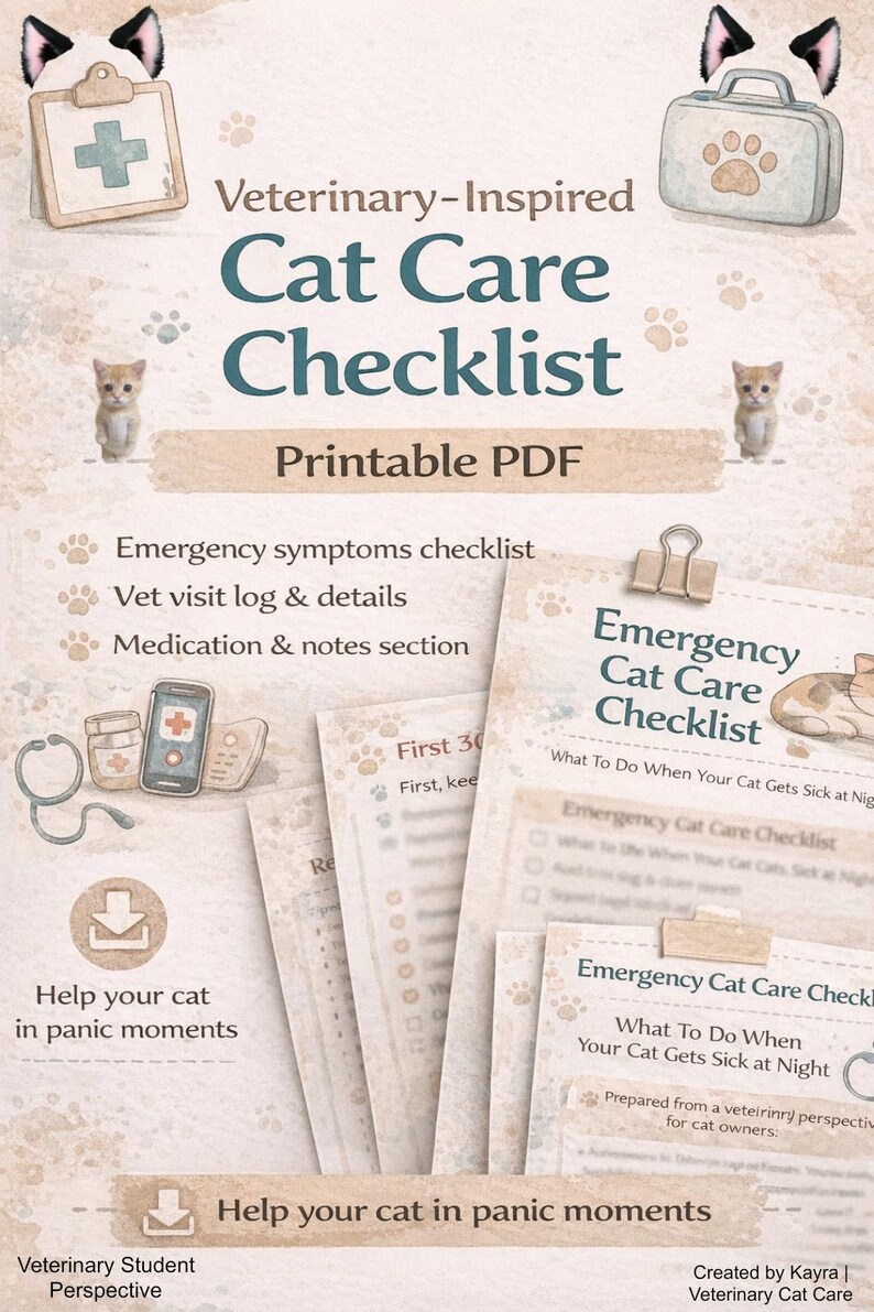 Emergency Cat Care Checklist – Vet-based Guide for Cat Parents - Etsy