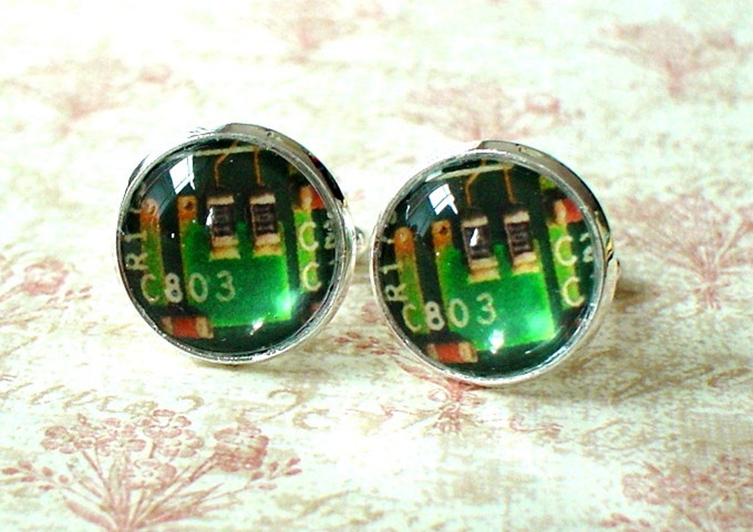 Green Computer Chip 16 Mm Cuff Links ,mens Accessories, Perfect Gift ...