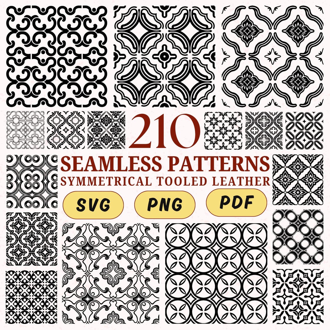 210 Symmetrical Tooled Leather Seamless Patterns Svg | Repeating ...