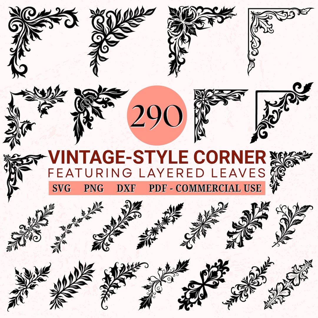 290 Floral Vintage Corners Svg Bundle | Ornamental Flower Frame Corner ...