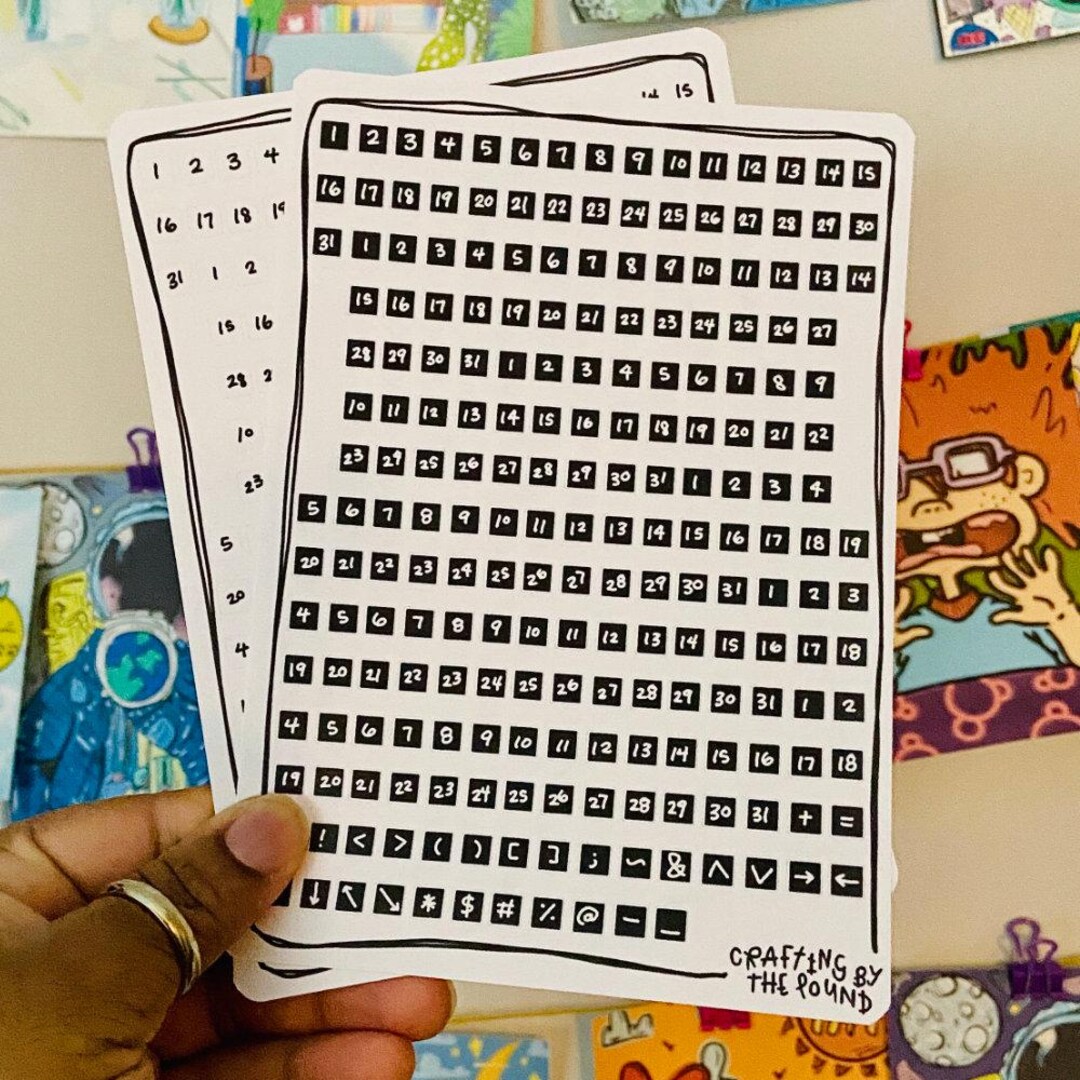 Square Number Doodle Sticker Sheets, Use for Everyday Planner, Journal ...
