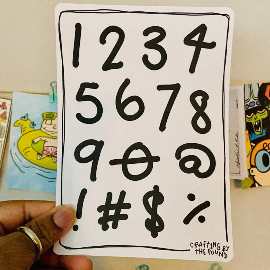 Large Bold Numbers Doodle Sticker Sheet, Use for Everyday Planner ...
