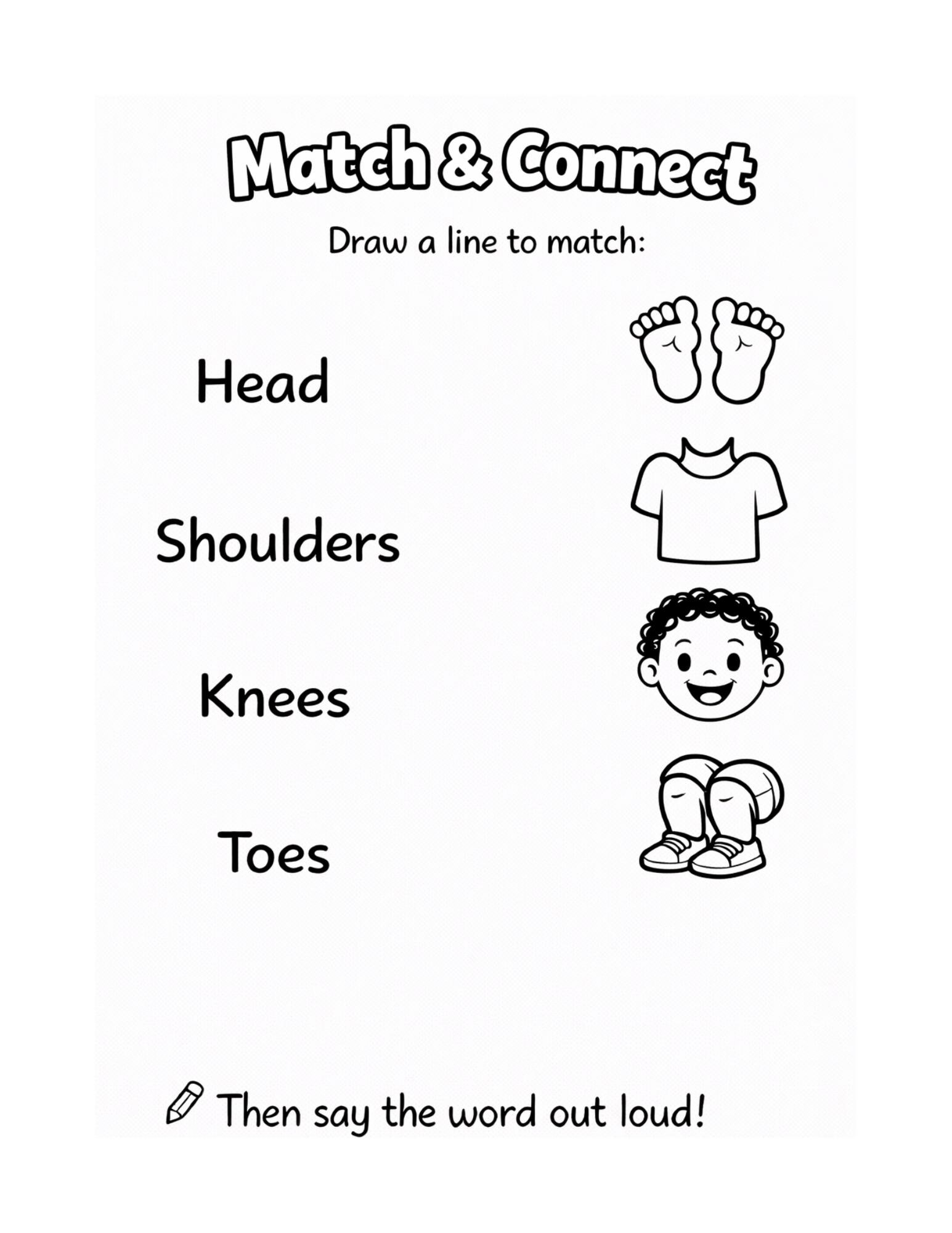 Head Shoulders Knees Toes Printable | Body Parts Learning Packet (PDF ...