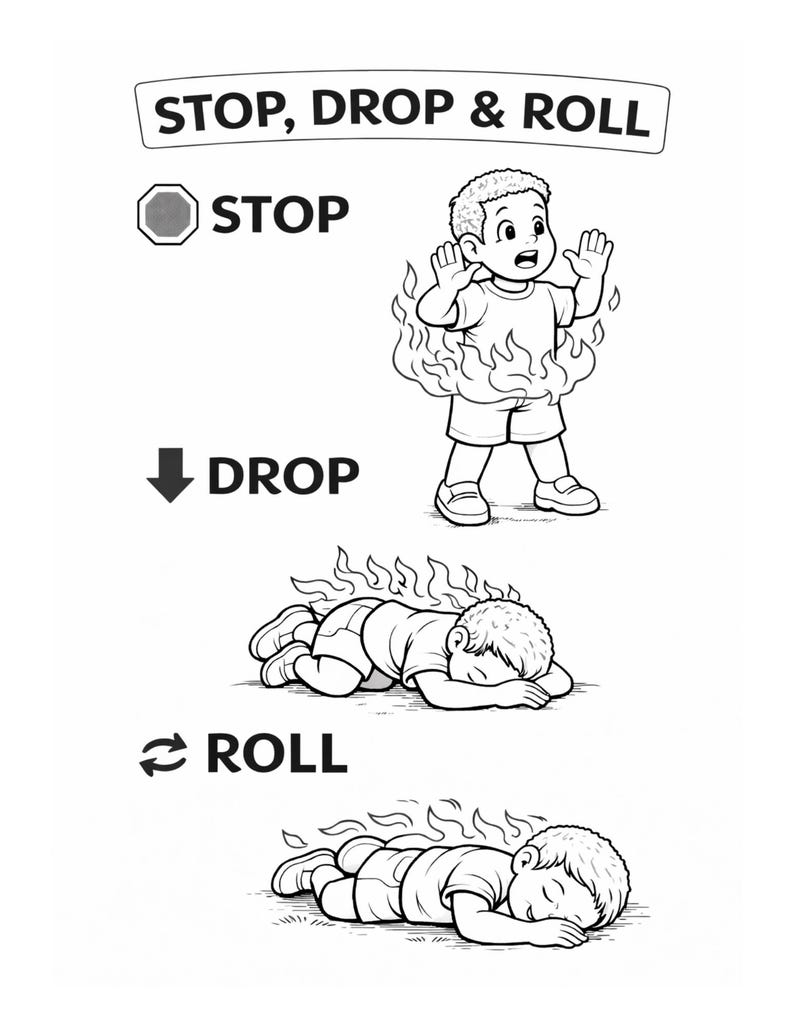 Fire Safety Learning Packet for Kids | Stop Drop & Roll - Etsy