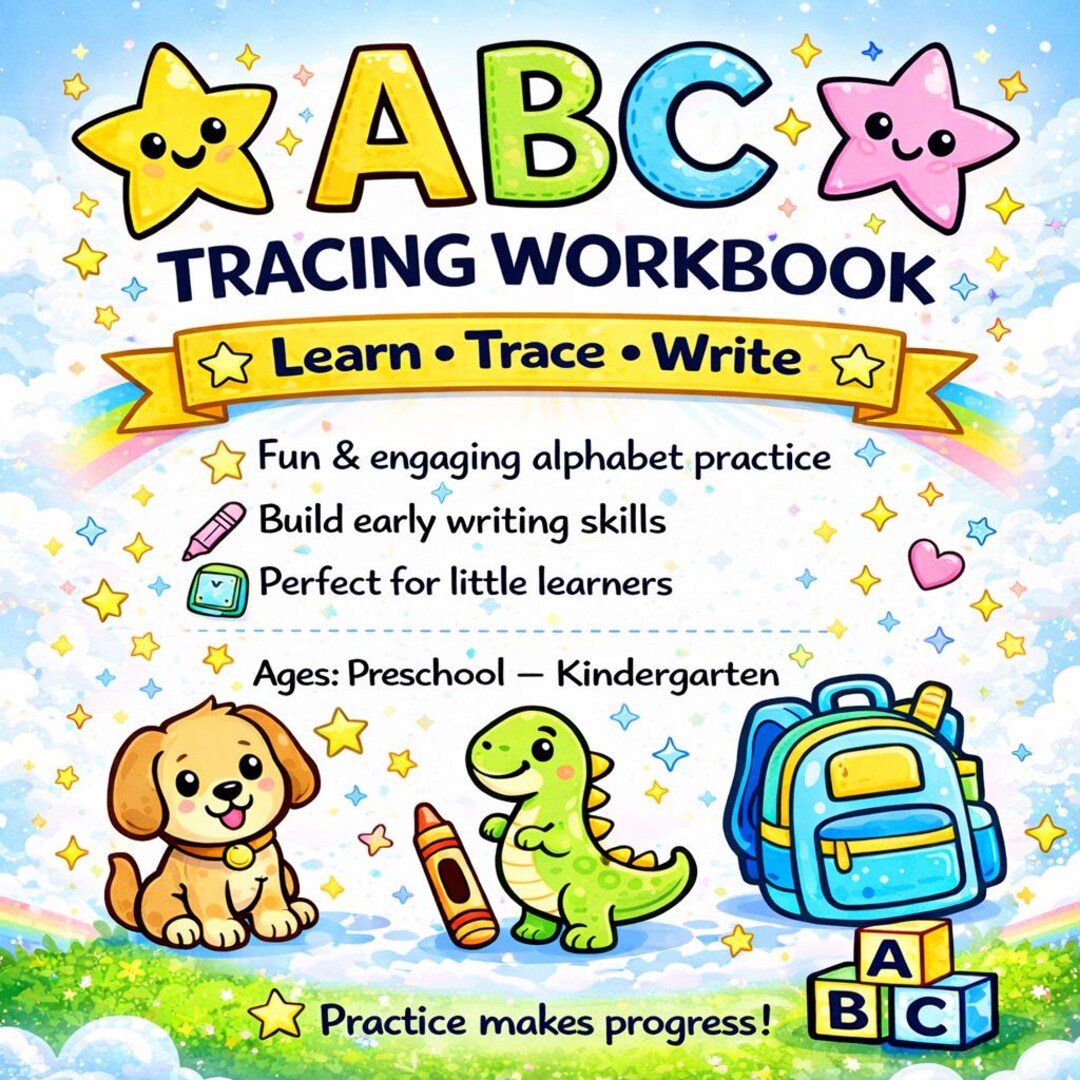 ABC Letter Tracing Workbook for Kids - Etsy