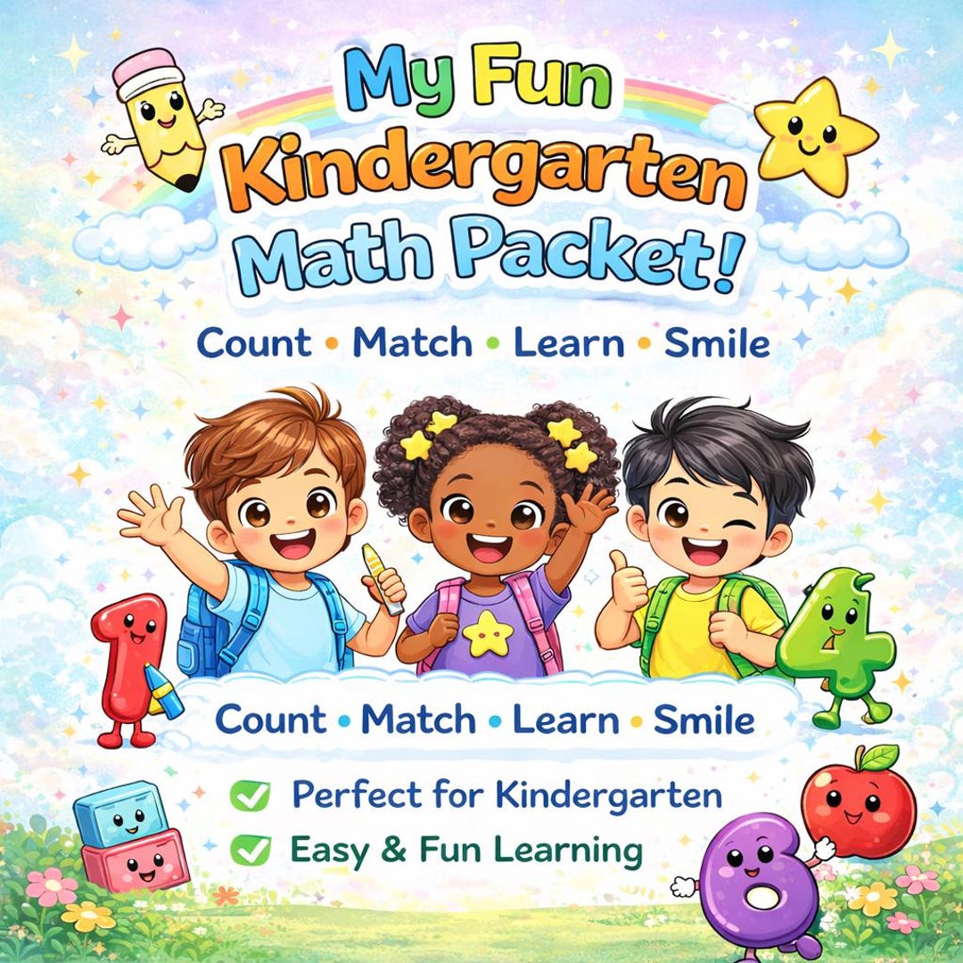 Kindergarten Math Worksheets Count, Trace & Learn Numbers 1-10 - Etsy