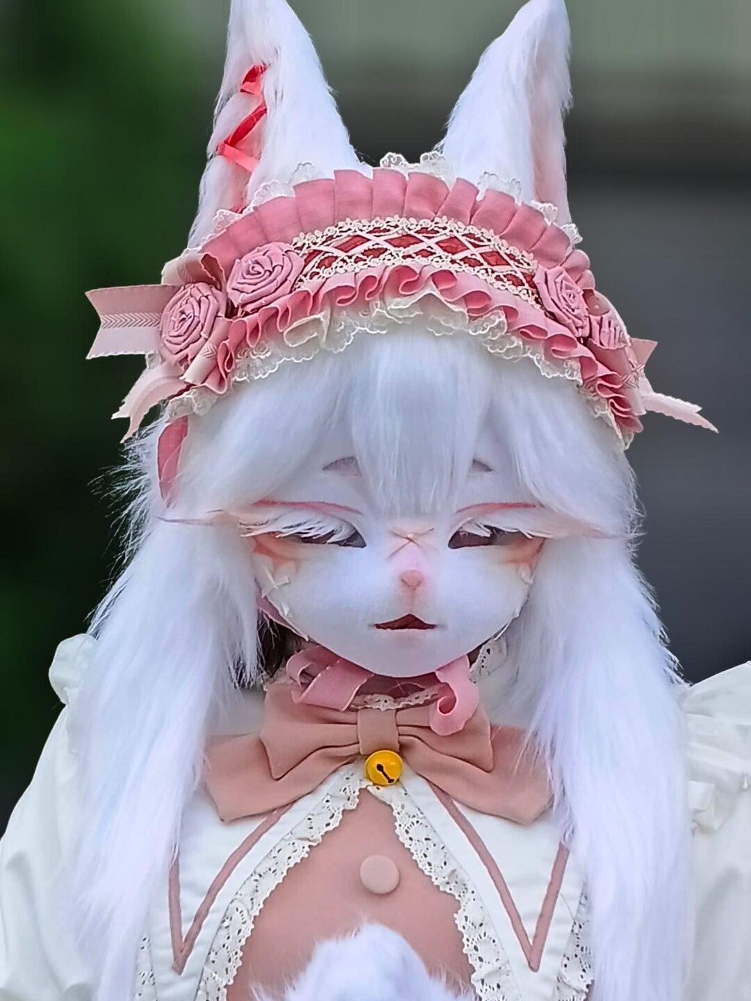 Elegant Premade Kigurumi Fursuit Cos Pastel Pink Handmade Cosplay Mask ...