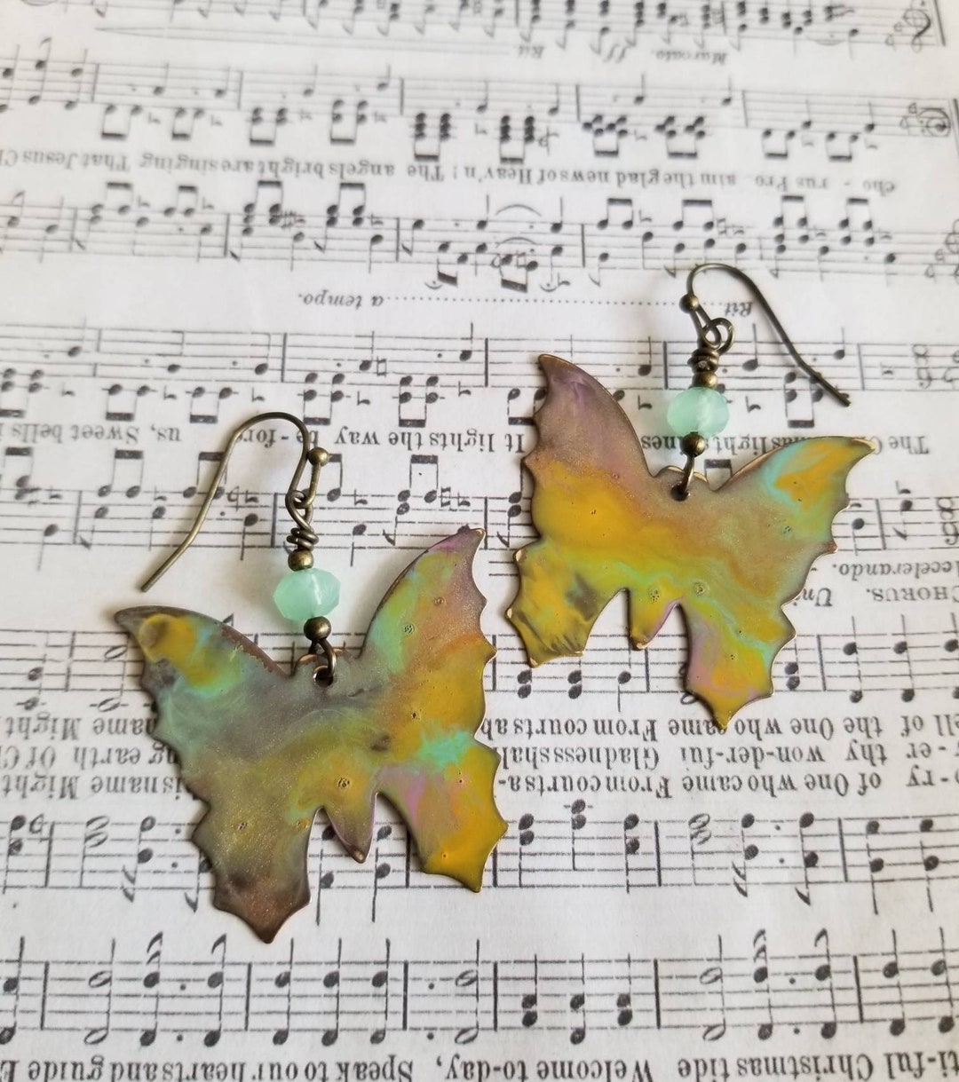 Butterfly Earrings, Handmade Colorful Butterfly Earrings, Mint Green ...